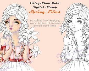 Spring Flower PRINTABLE Instant Download Digital Stamp / | Etsy