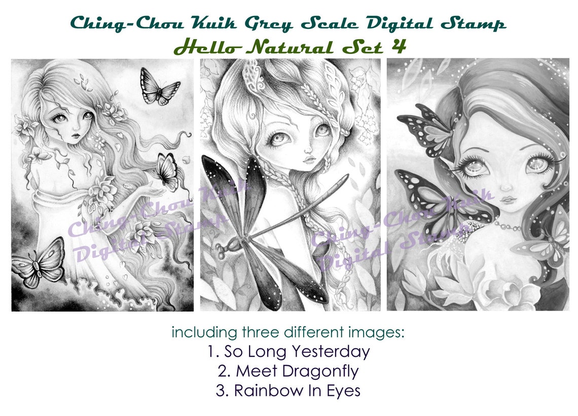 Hello Natural Set 4 Grey Scale PRINTABLE Instant Download - Etsy