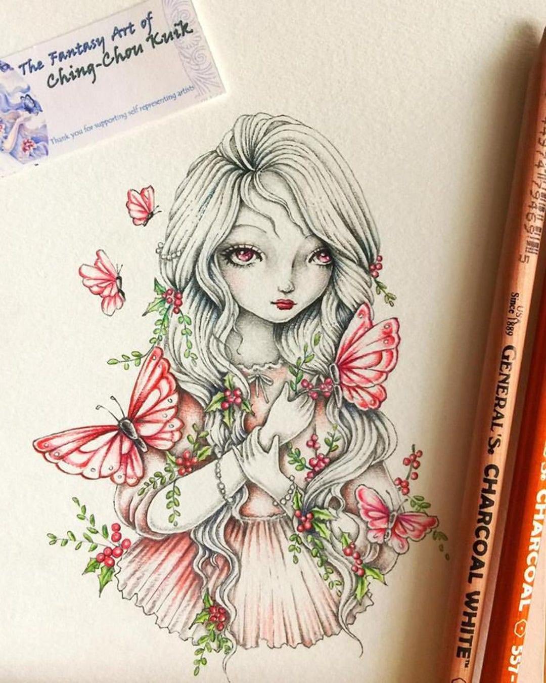 Butterflies and Berries - PRINTABLE Digital Stamp Instant Download ...