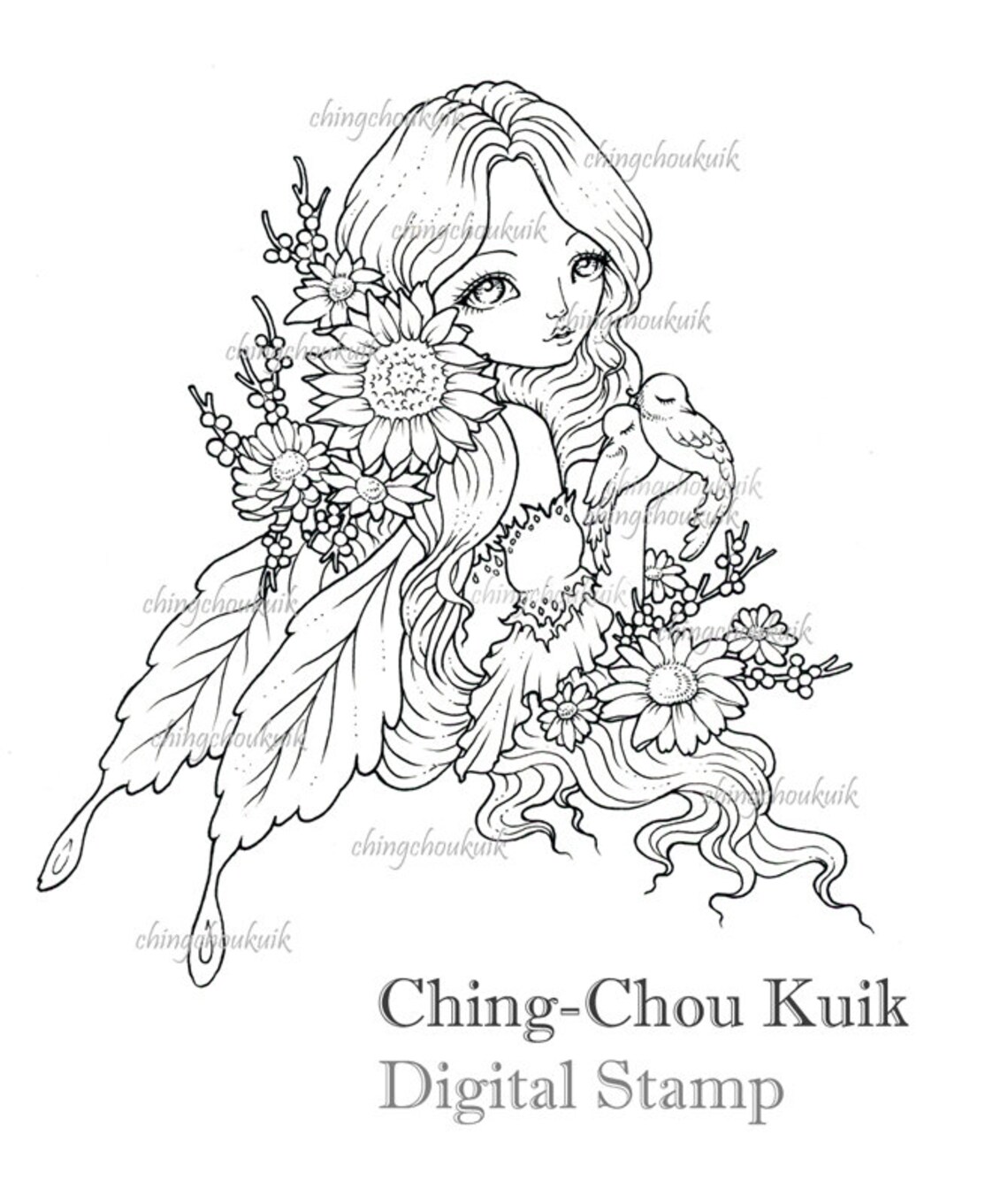 Love in Spring Digital Stamp Instant Download / Fantasy - Etsy