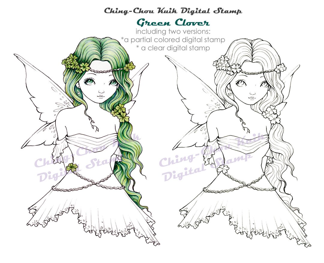 Green Clover Instant Download Digital Stamp Coloring Page/ - Etsy