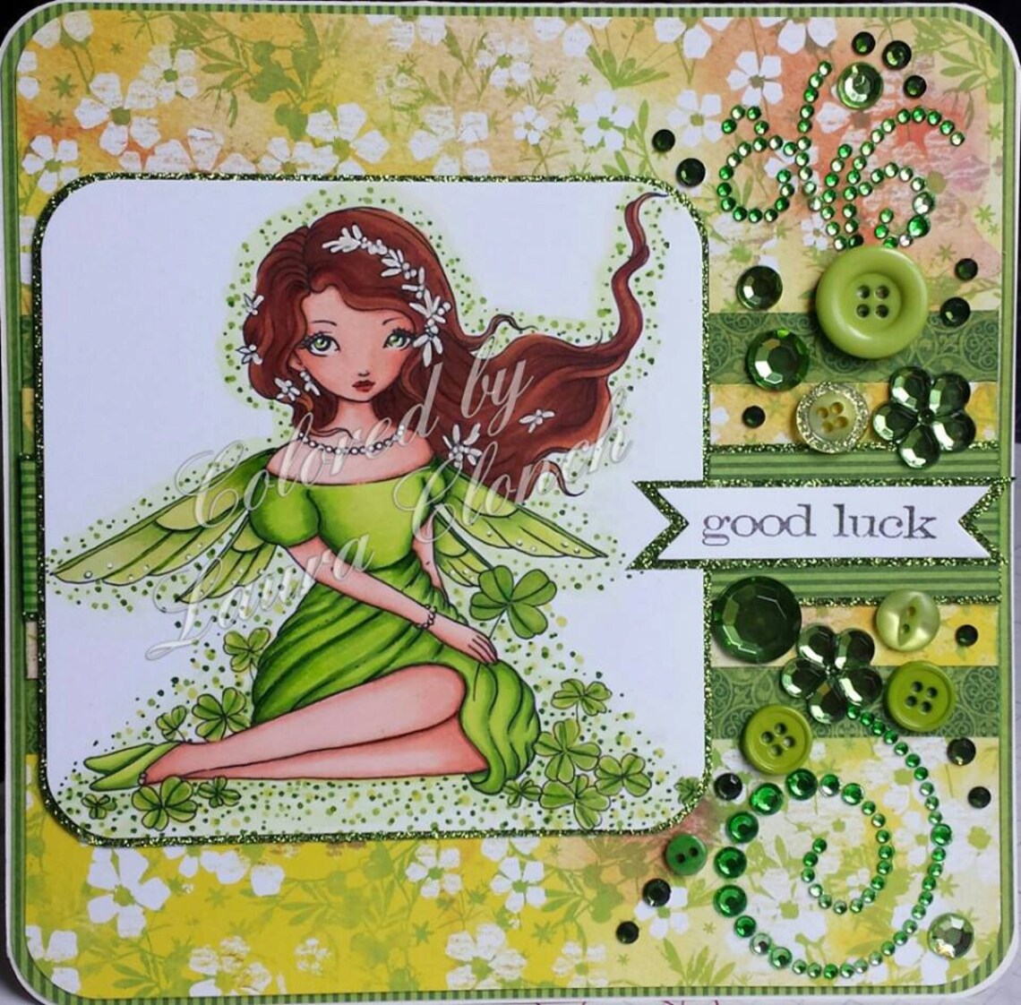 Clover Fairy Digital Stamp Instant Download / Fairy Girl Lil - Etsy