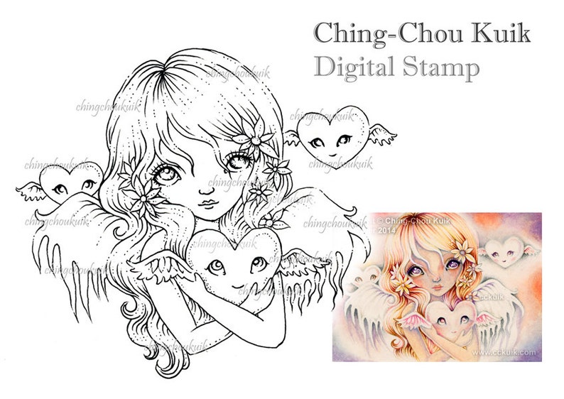 Gentle Heart Digital Stamp Instant Download / LOVE Flying - Etsy