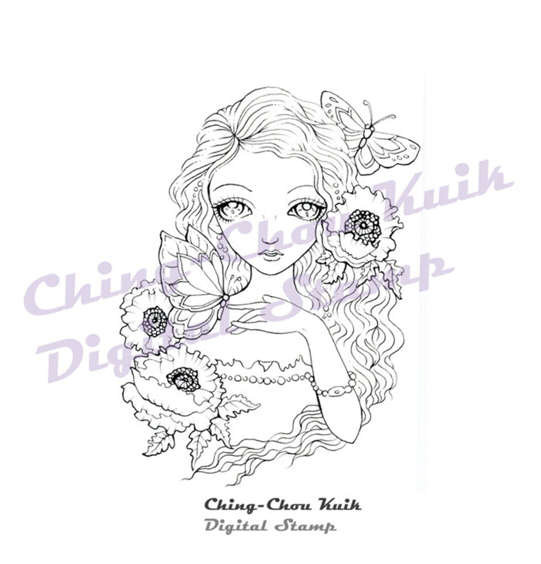 Poppy Glamour - Instant Download Digital Digi Stamp / Poppies Flower ...