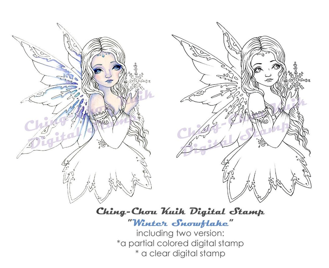 Winter Snowflake Instant Download Digital Stamp Coloring Page/ Fantasy ...