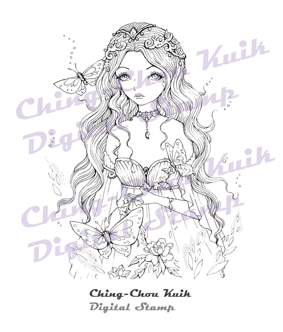 Spring Charm - Instant Download Digital Stamp / Flower Coloring Art ...