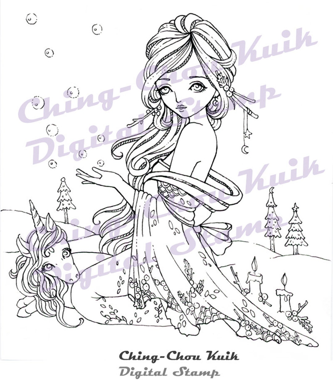 Calling for Snow Instant Download / Christmas Winter Animal Unicorn ...