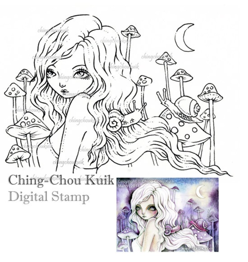 Moonlight Gathering Digital Stamp Instant Download / Moon - Etsy