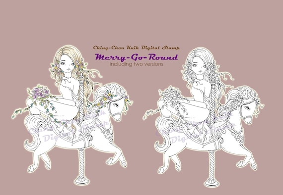 Merry Go Round-coloring Page PRINTABLE Instant Download - Etsy Israel