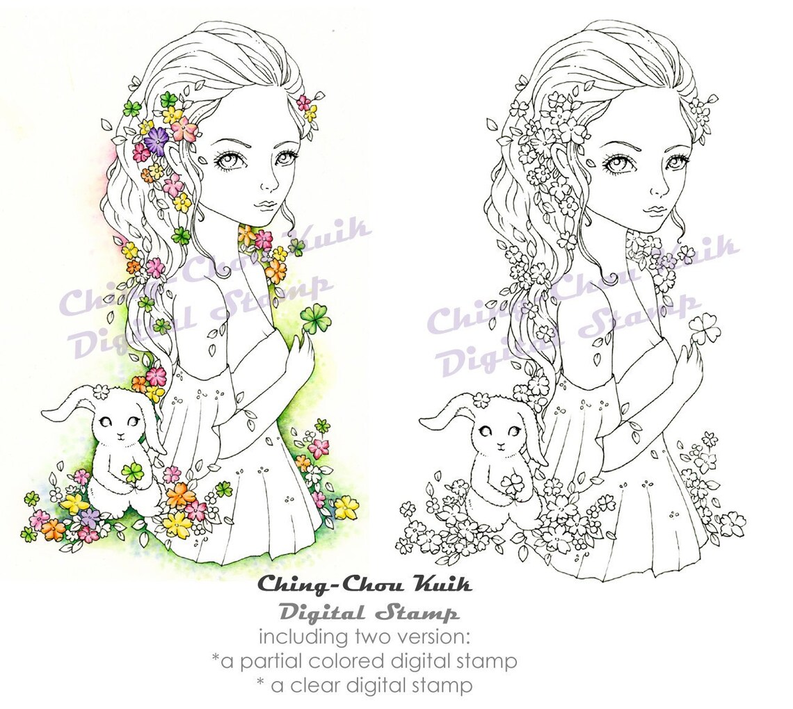 Spring Clover PRINTABLE Instant Download Digital Stamp - Etsy