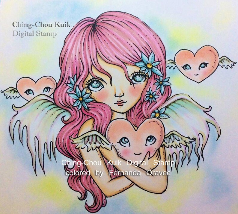 Gentle Heart Digital Stamp Instant Download / LOVE Flying - Etsy