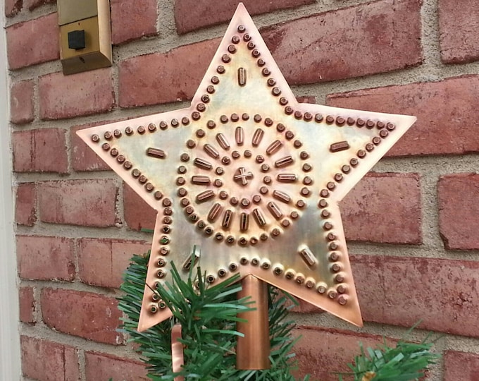 Hand-cut Copper Star Tree Topper 9 Inch: Rustic Wagon Wheel Design ...