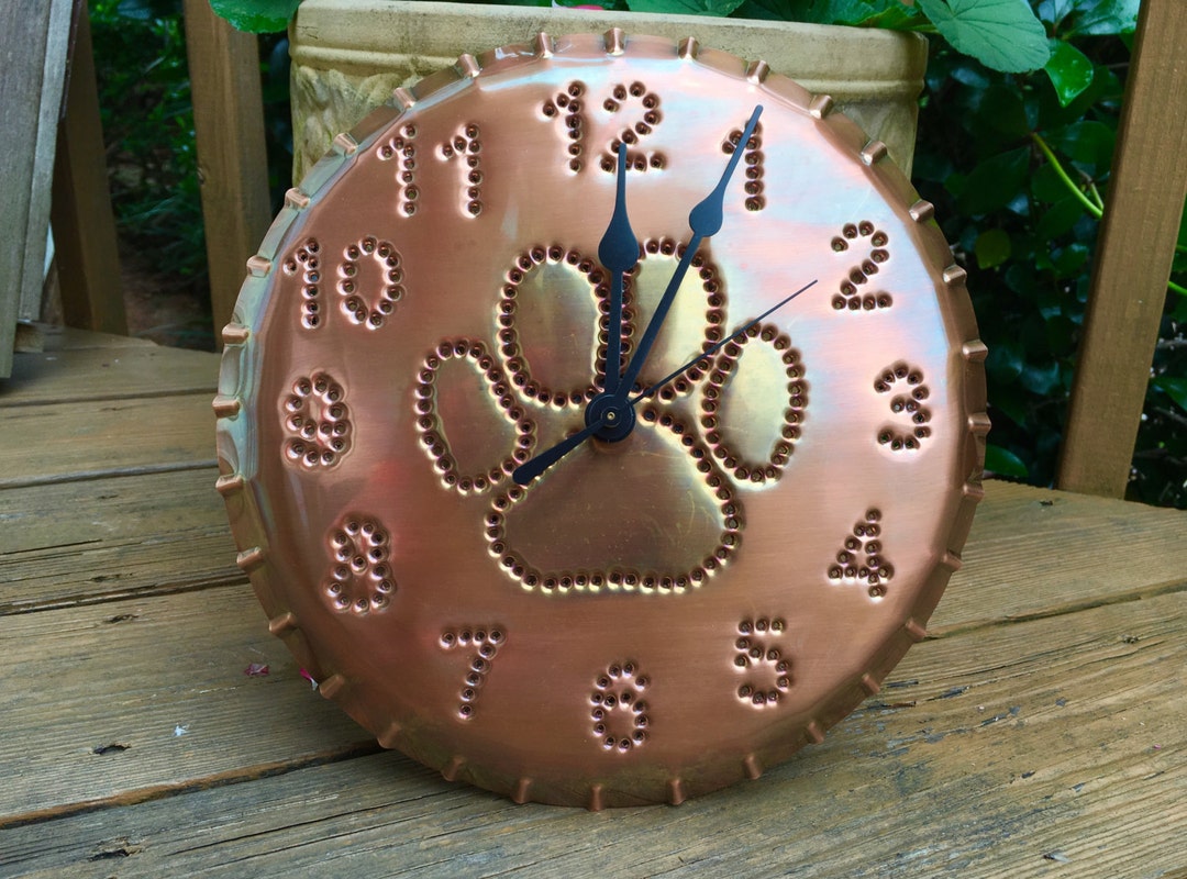 Handmade Copper Paw Print Wall Clock 10 Inch: Rustic Pet Lover Gift - Etsy