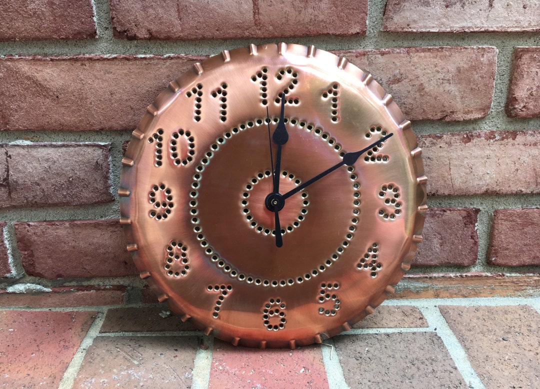 Copper Wall Clock Rustic Classic Design 10 Inch Metal 7th Year COPPER ...