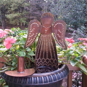 Copper Angel Tree Topper Metal Rustic 9 Inch Scallop Two Piece Hand Cut ...