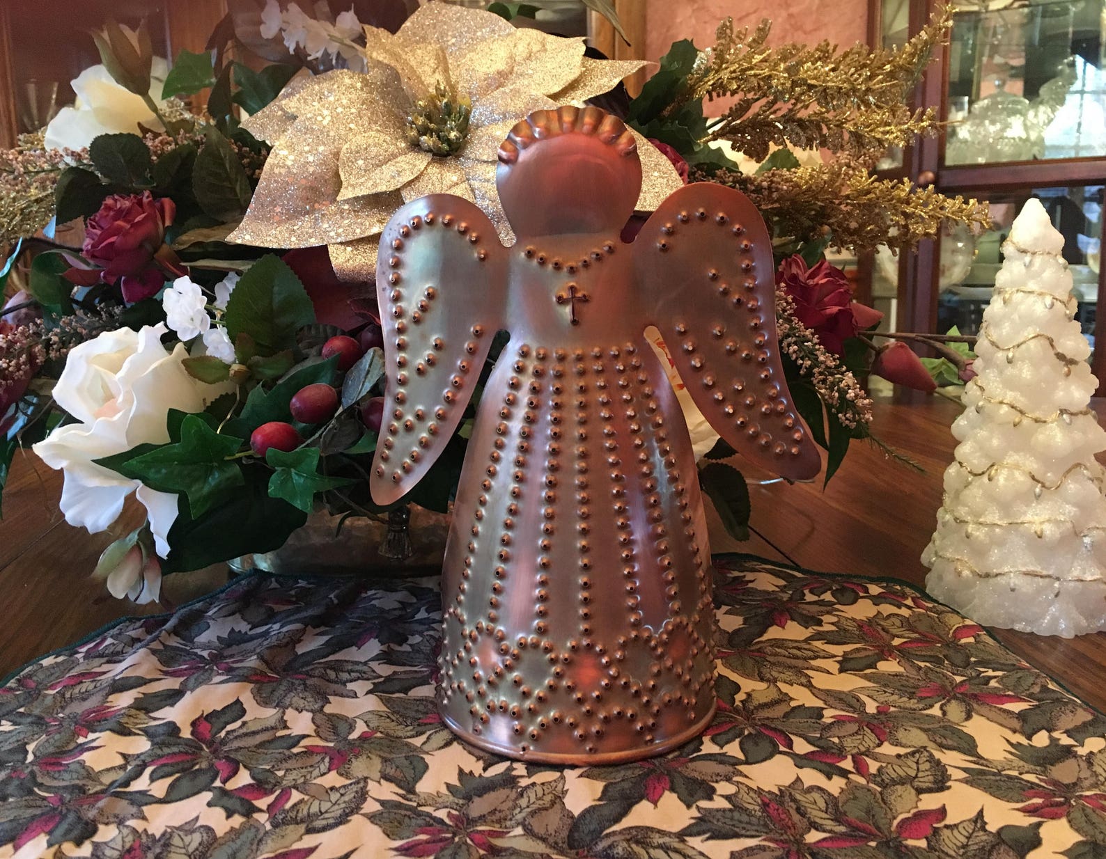 Copper Angel Tree Topper Metal Rustic 9 Inch Scallop Two Piece - Etsy