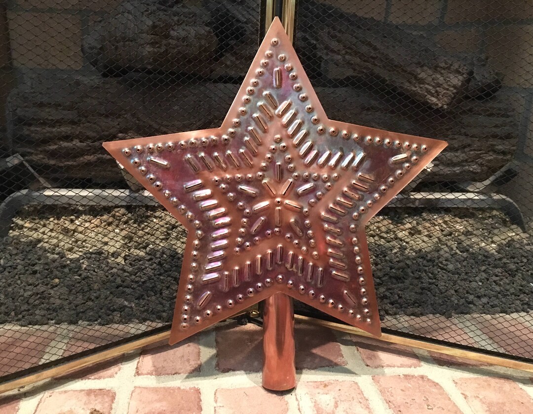 Star Tree Topper Solid Copper Large Metal 11 1/2 Inch Star in Star ...