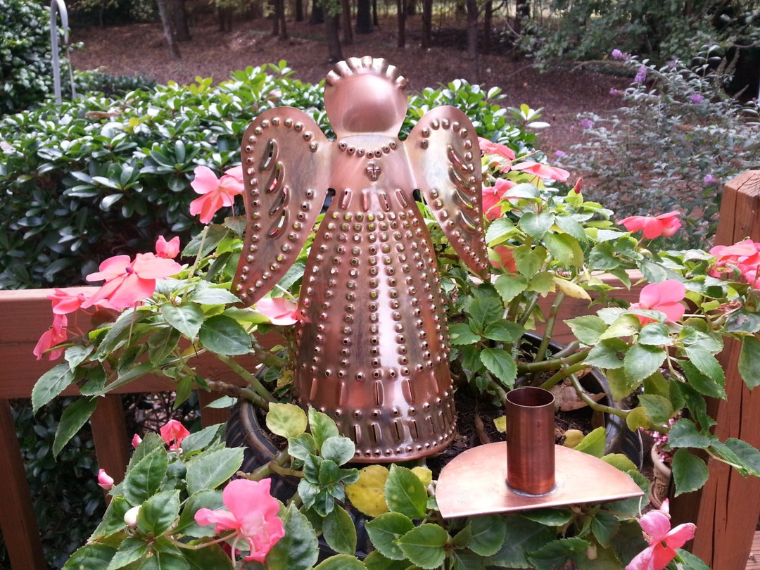 Handmade Copper Angel Tree Topper: Garden Decor US Made, 9 Inch - Etsy