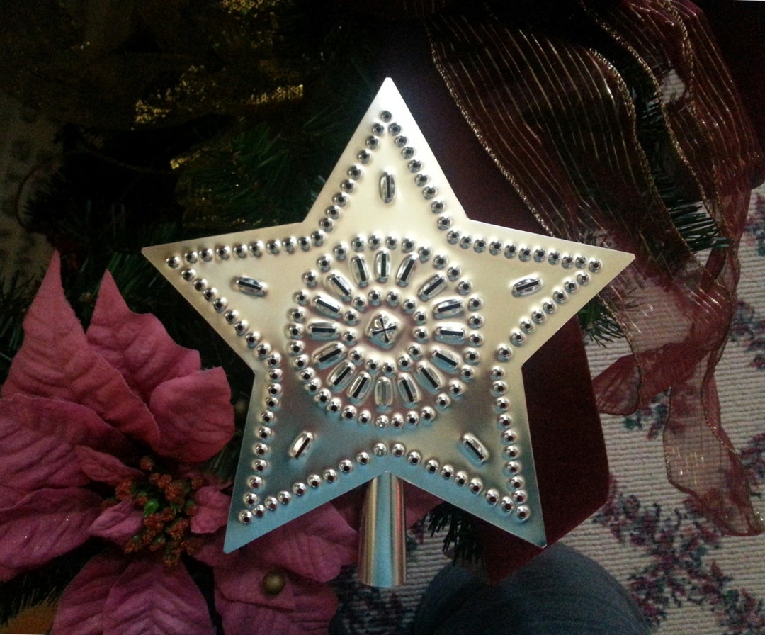 Christmas Star Tree Topper 9 Inch Tin Punch Hand Cut Made in the USA ...