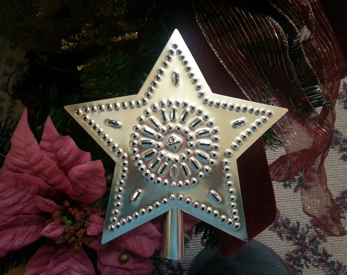 Christmas Star Tree Topper 9 Inch Punched Tin Hand Cut Made in the USA ...