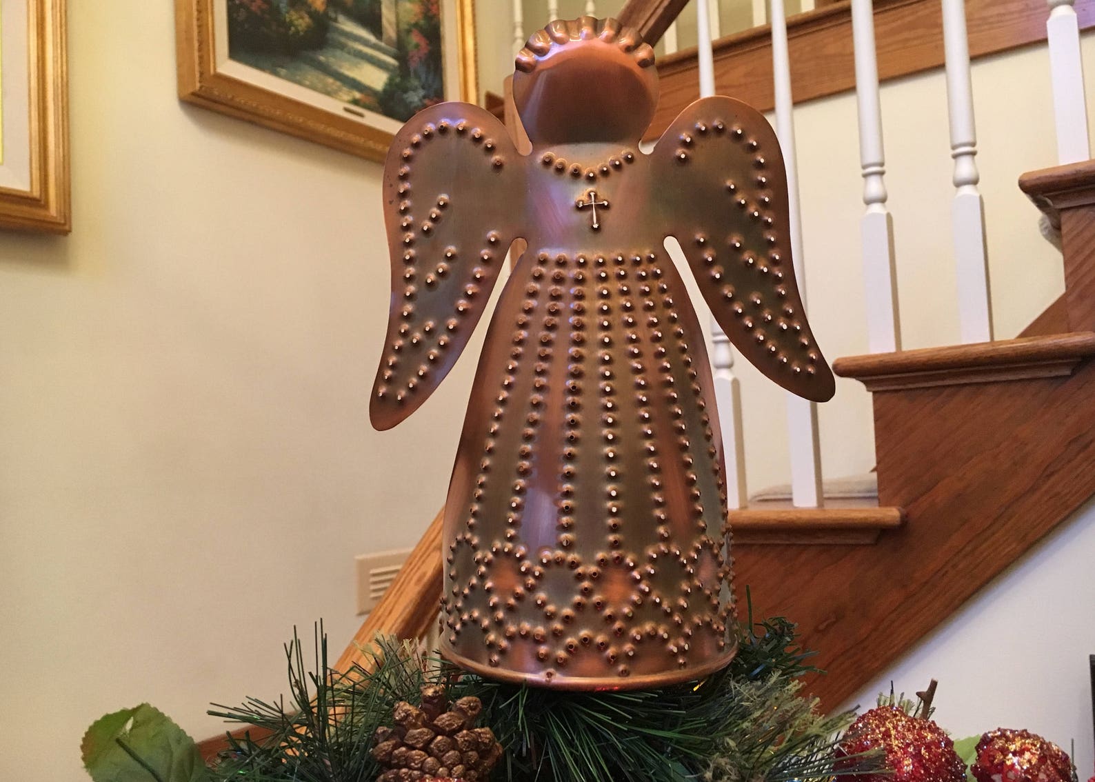 Copper Angel Tree Topper Metal Rustic 9 Inch Scallop Two Piece - Etsy