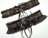 Items similar to Deer Hunting Camouflage Wedding Garter Set on Black ...
