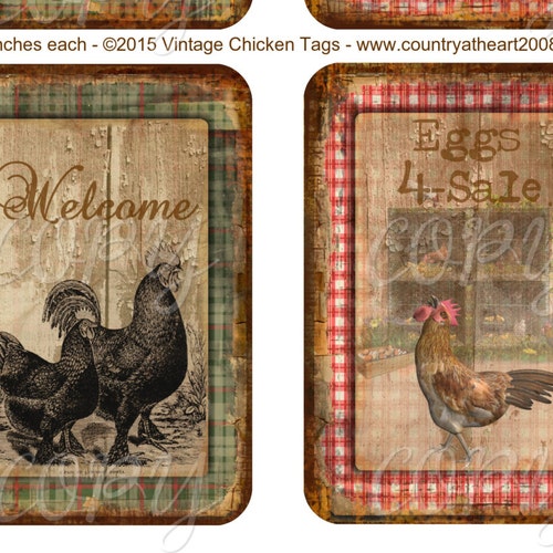 Vintage Chicken Tags 3.5 X 5 Inches Printable Digital - Etsy