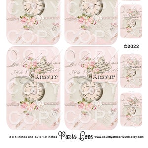 Paris Love Printable Digital Collage Sheet Digital Download Printable ...