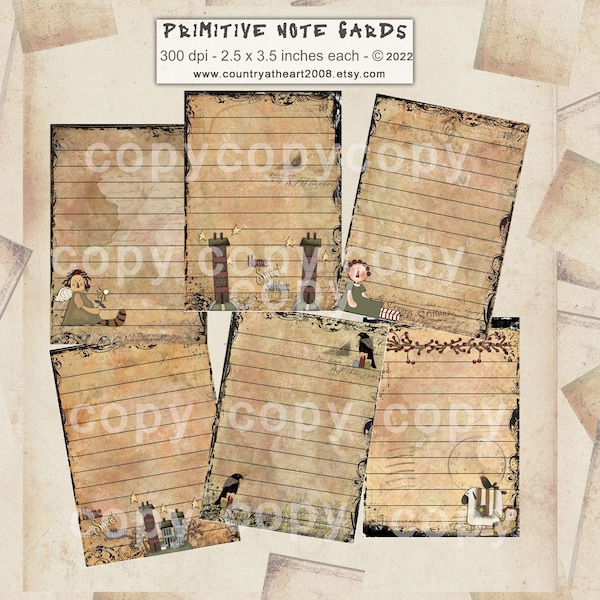 Primitive Note Cards - Etsy