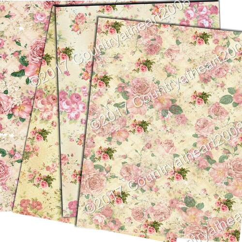 INSTANT DOWNLOAD Romantic Rose Papers Digital Printable - Etsy
