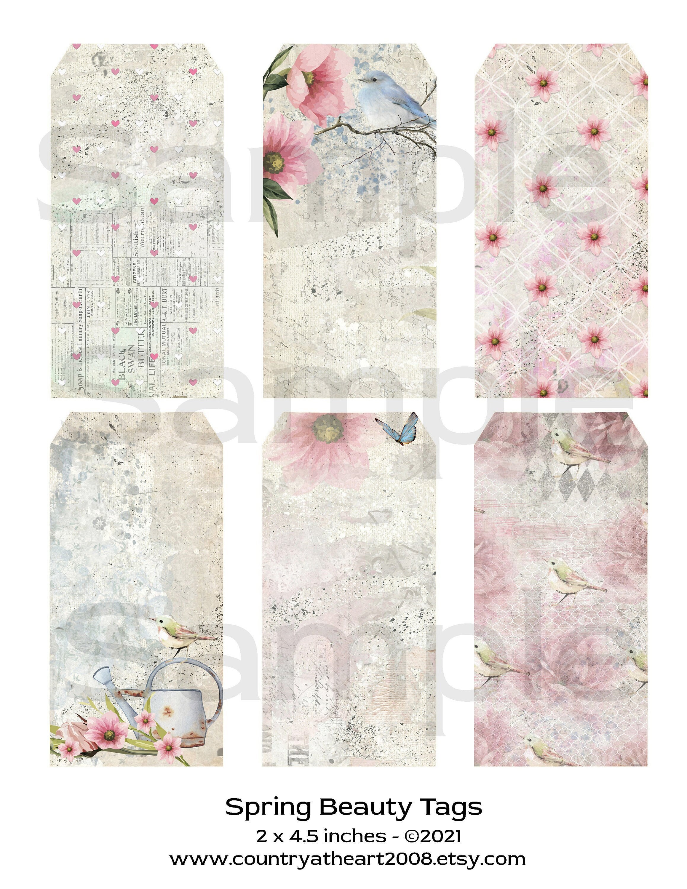 Spring Beauty Tags Digital Download Printable Digital | Etsy