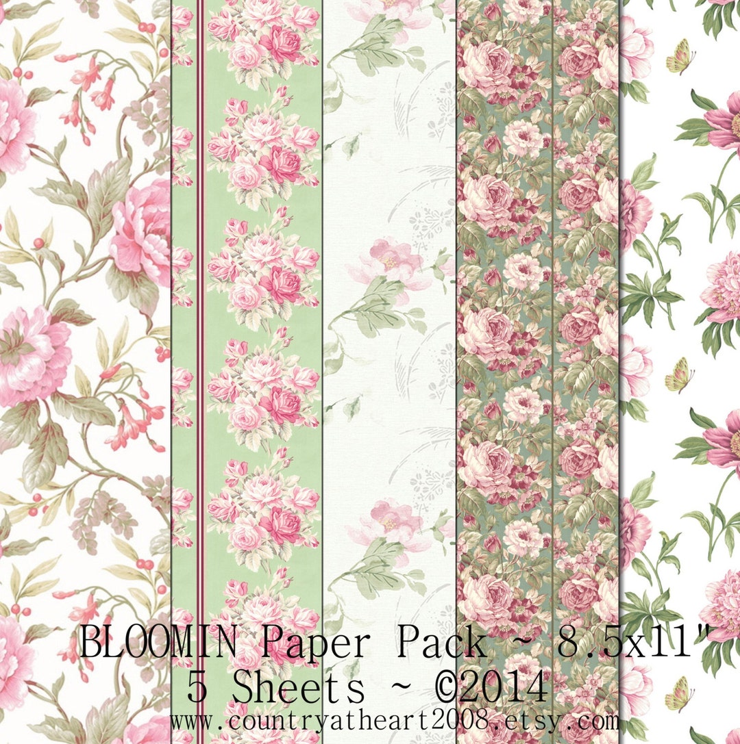 Bloomin Paper Pack - 5 - 8.5x11 Inch Sheets - Digital Download ...