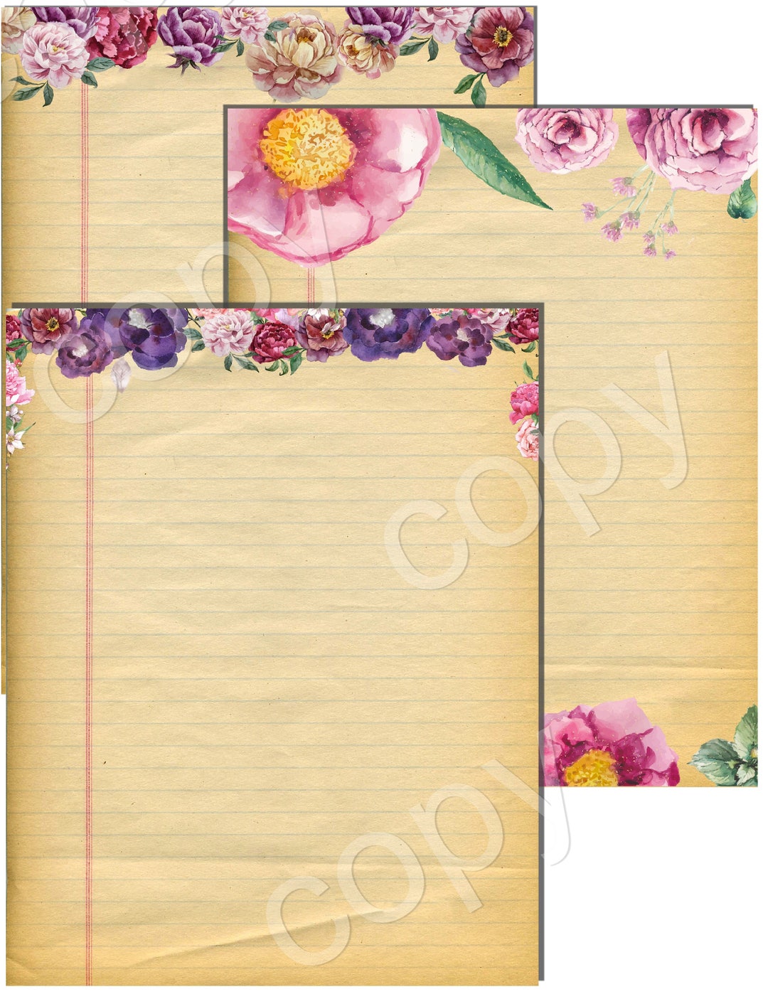 Stationery Paper Pack - Original Design - Printable Digital Collage ...