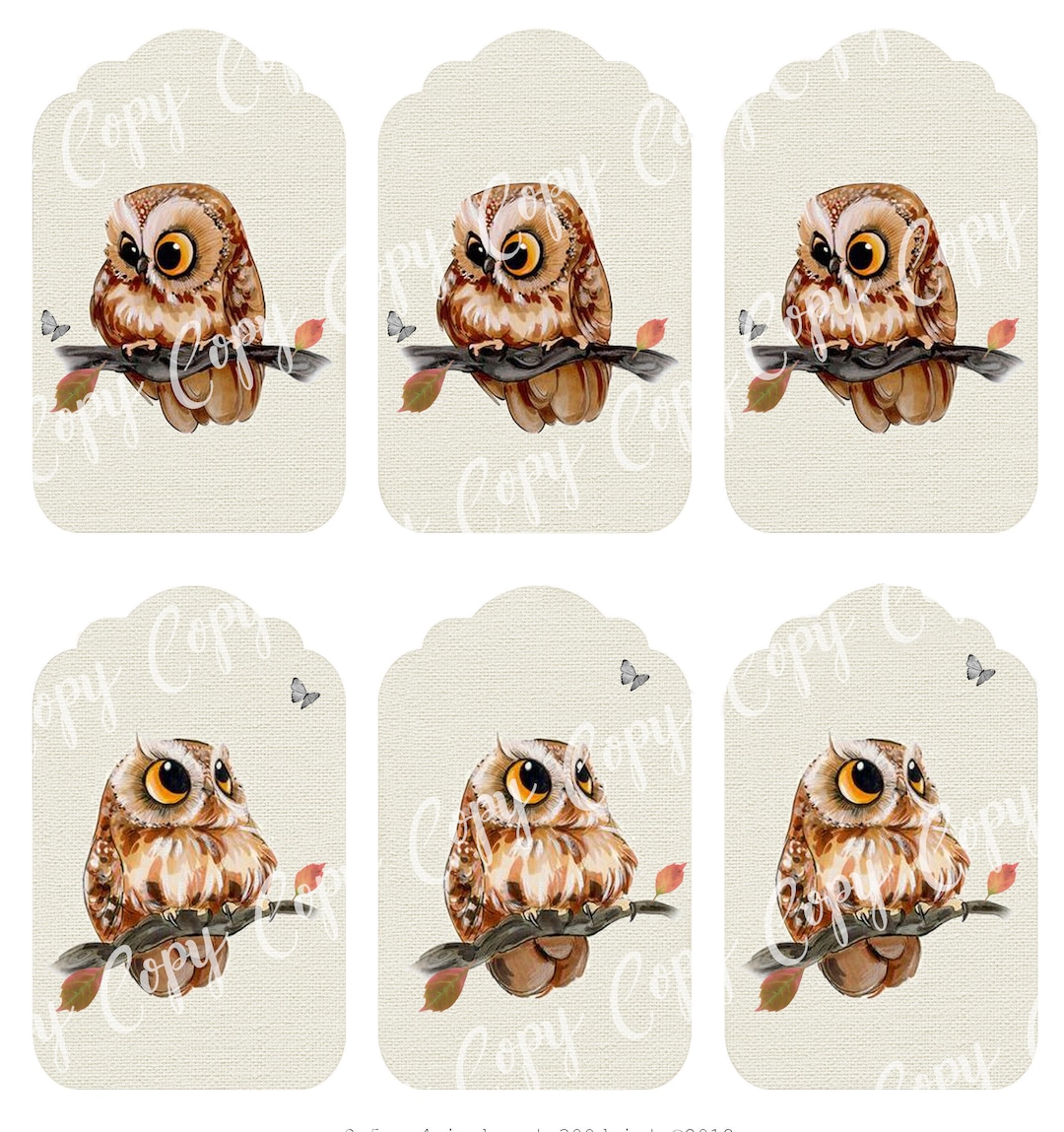 Instant Download Hang Tags - Cute Owl Tags - Printable Digital Collage ...