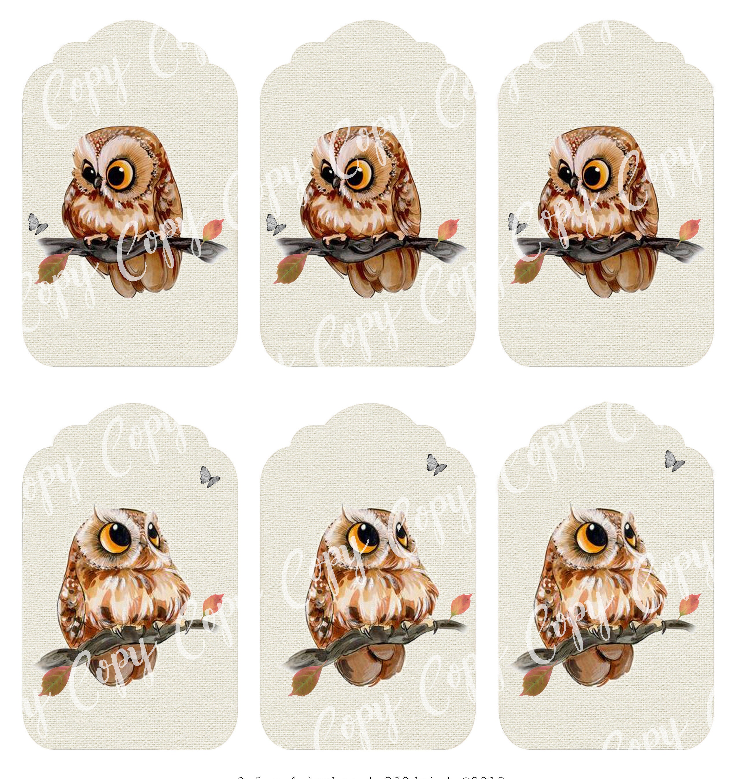 Instant Download Hang Tags Cute Owl Tags Printable Digital - Etsy