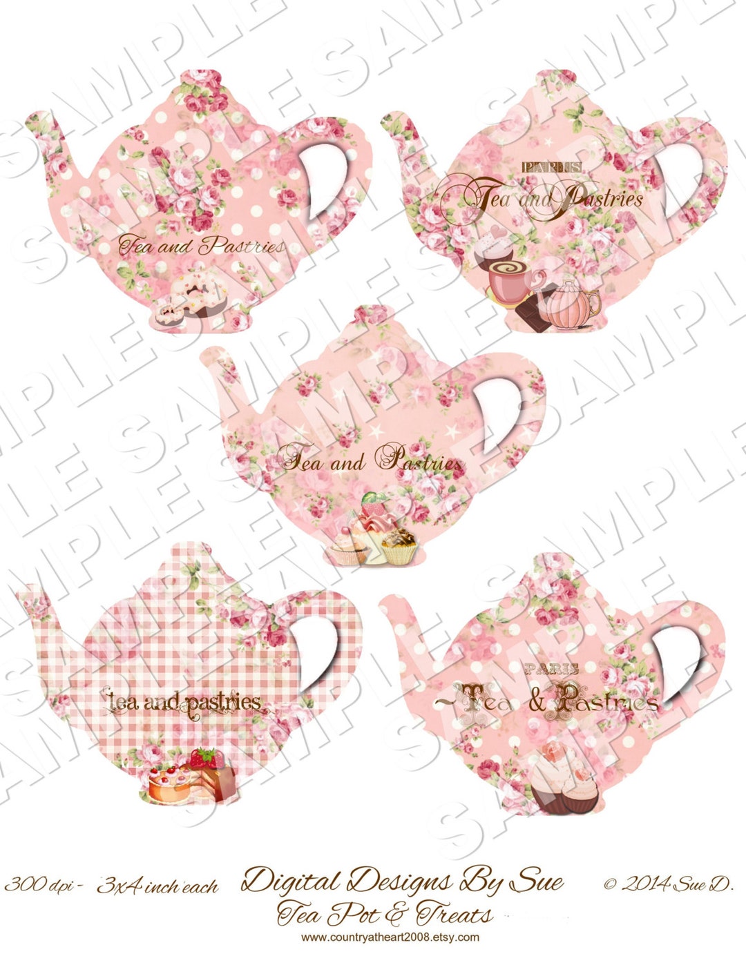 Teapots and Treats - Printable Download - Gift Tags - Scrapbook - Etsy
