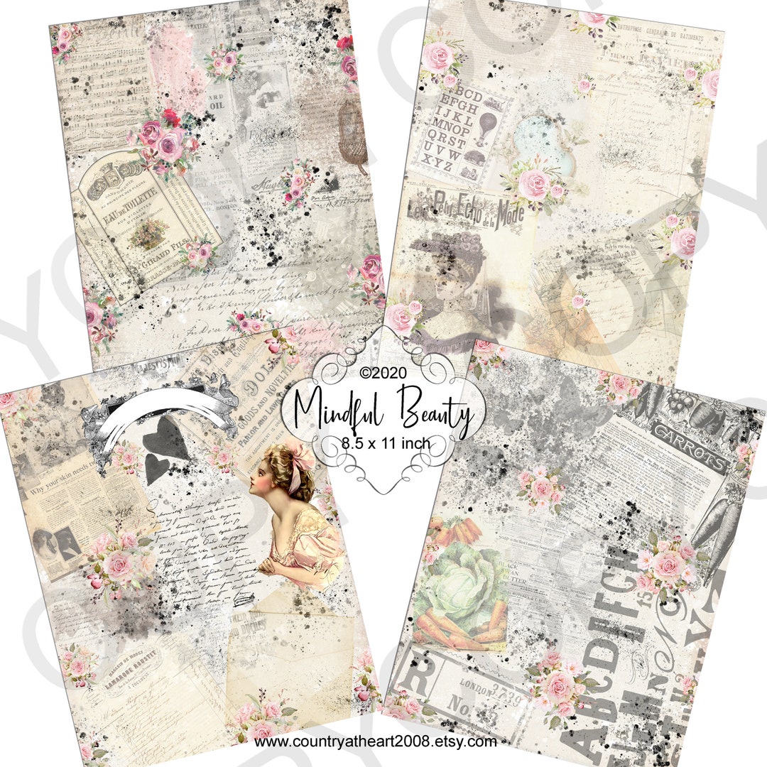 Mindful Beauty Paper Set - 4 Full Size Sheets of Printable Papers ...