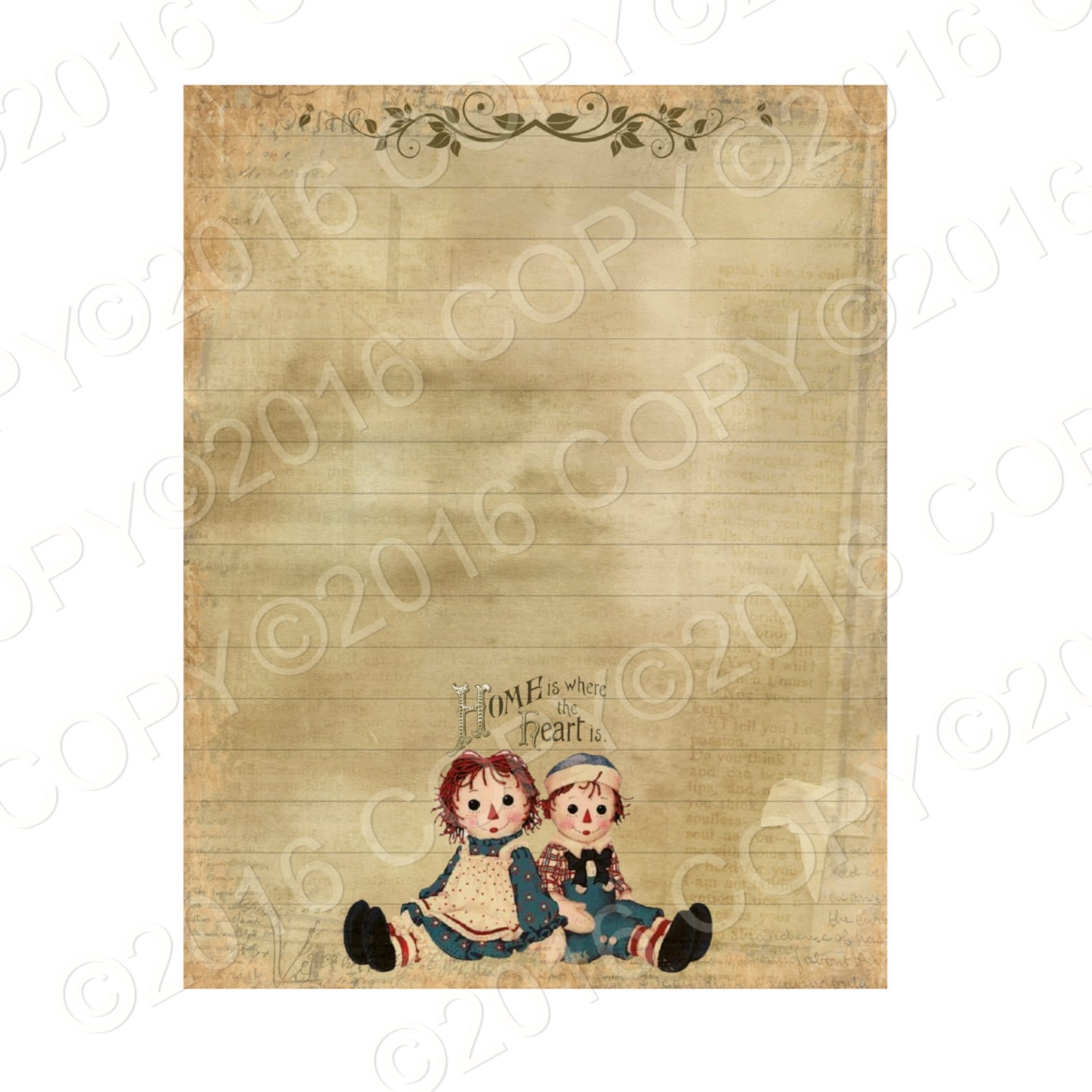 INSTANT DOWNLOAD antique Altered Notebook Paper Raggedy Ann | Etsy