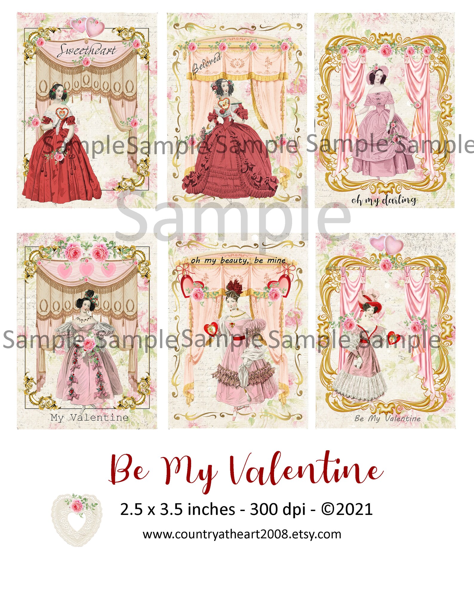 2.5 X 3.5 Inches - Be My Valentine - Printable Digital Collage Sheet ...