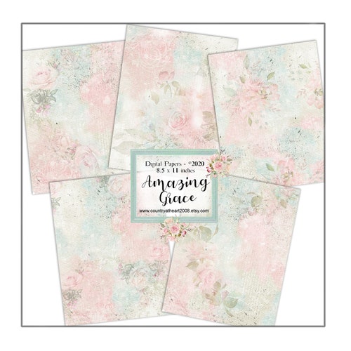 Amazing Grace Paper Set 5 Full Size Sheets of Printable - Etsy