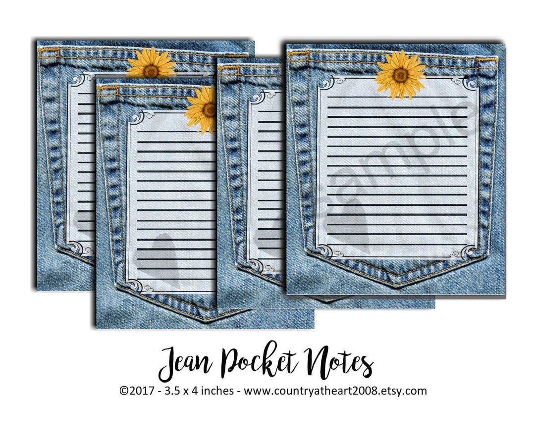 Instant Download - Blue Jean Pocket Notes - Digital Download ...