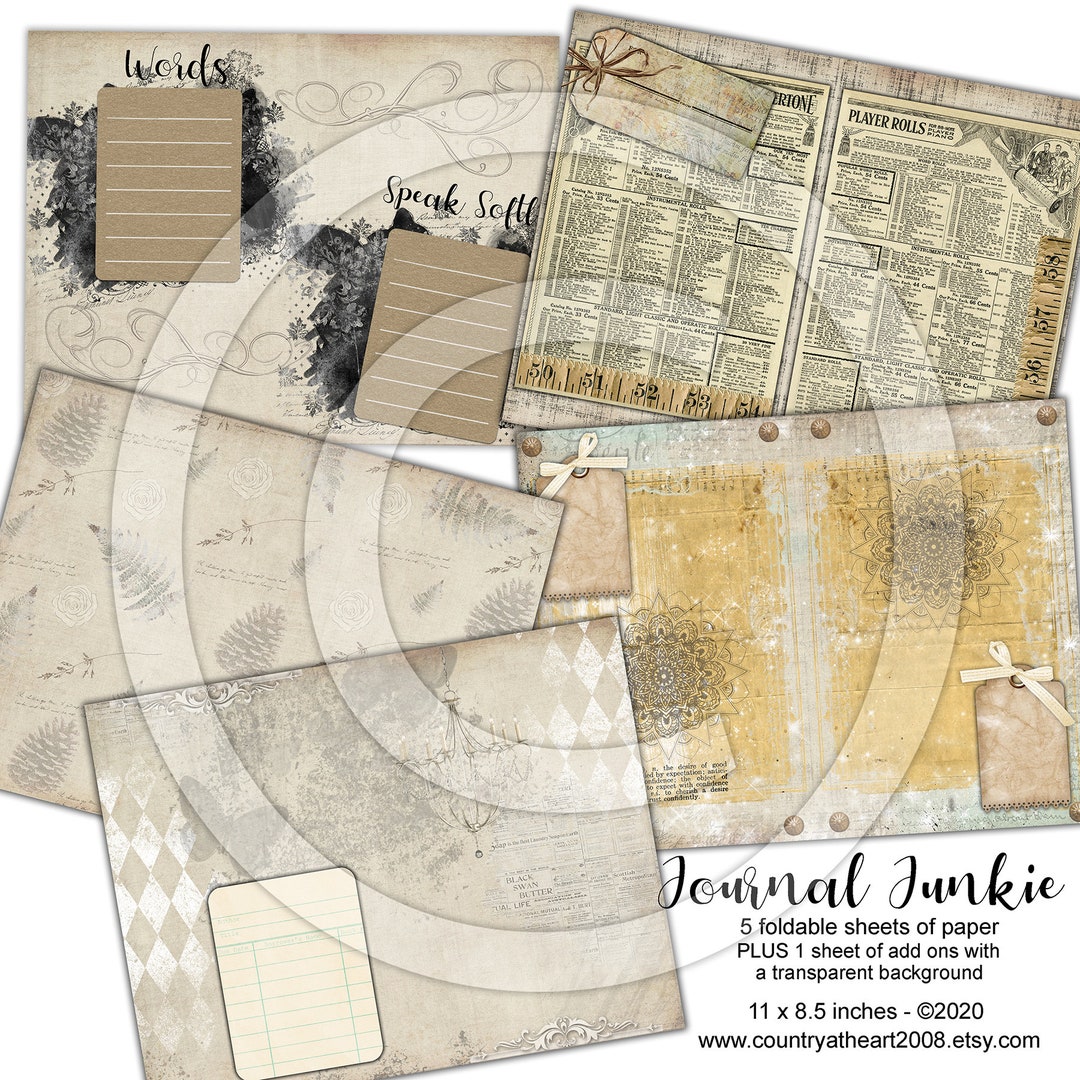 Journal Junkie Kit - 5 Fold-able Full Size Papers PLUS 16 ...