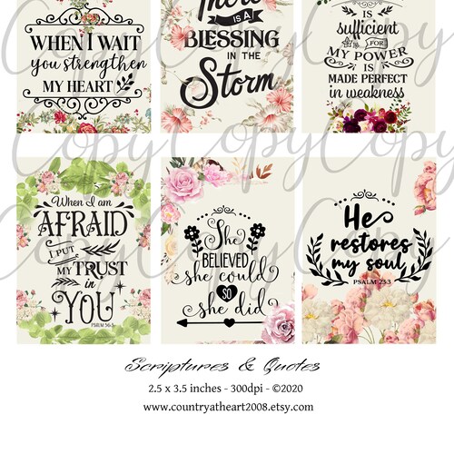 Scripture Cards Printable Digital Collage Sheet Digital | Etsy