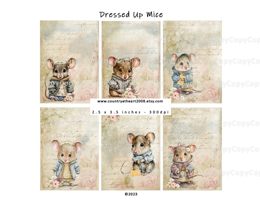 Dressed up Mice - INSTANT DOWNLOAD - Collage Sheet - Printable Download ...