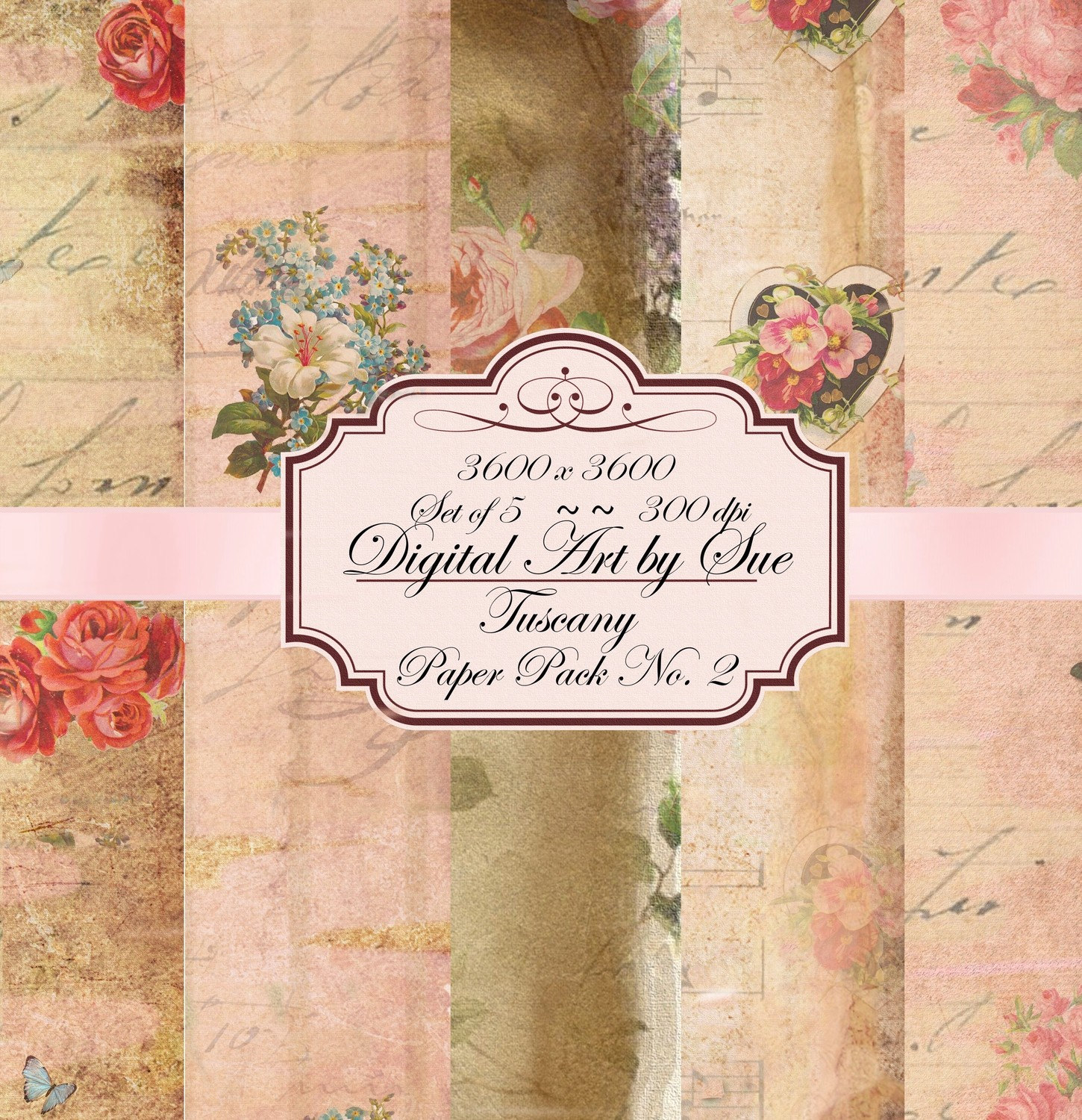 Tuscany Paper Pack No. 2- Gorgeous Paper Set - Printable Digital ...