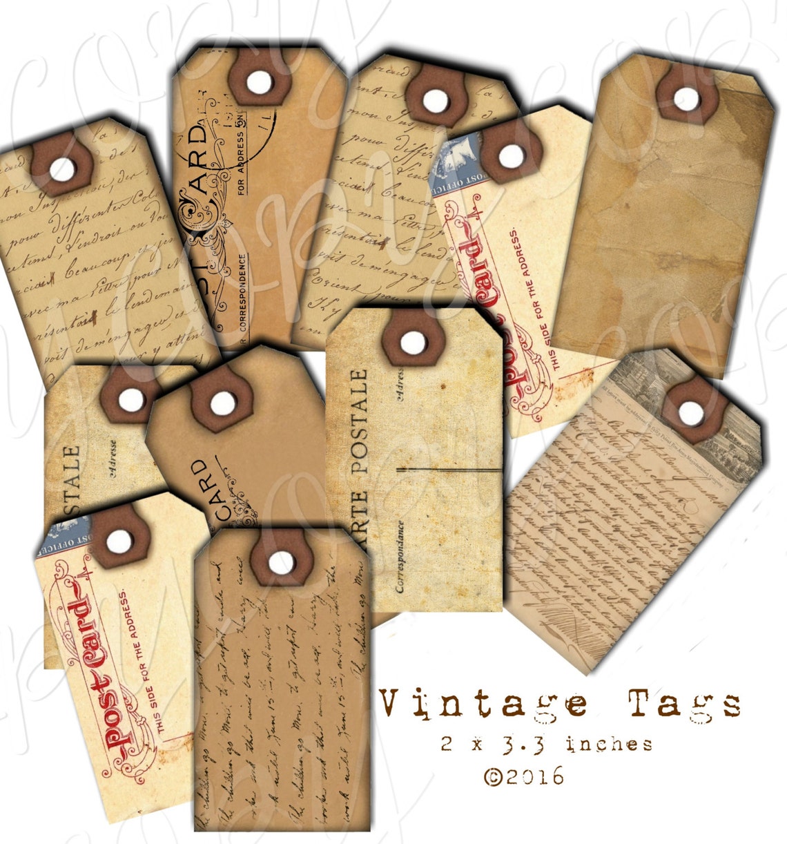 Instant Download Vintage Tags Digital Download Printable - Etsy