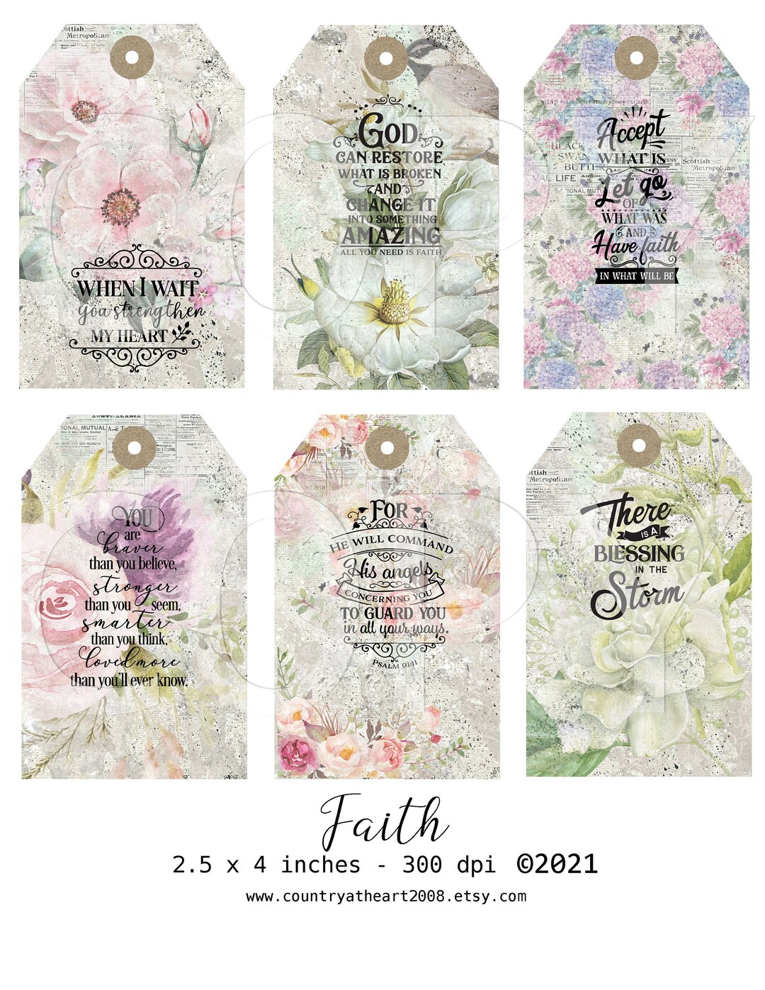 Faith Tags - Hang Tags - Digital Download - Printable Digital Collage ...