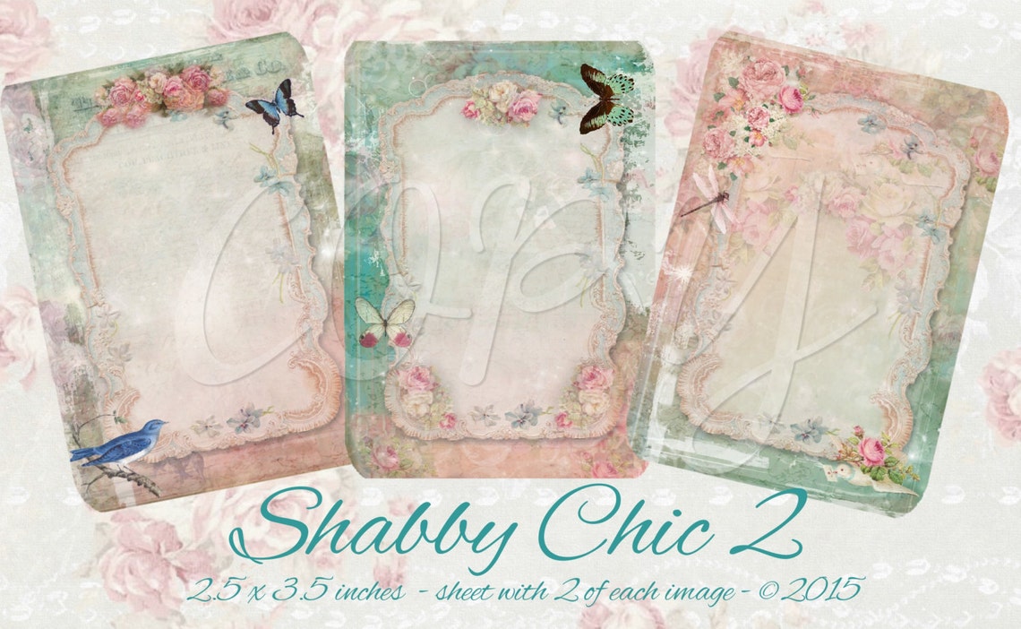 Instant Download Shabby Chic 2 Labels or Tags ACEO - Etsy