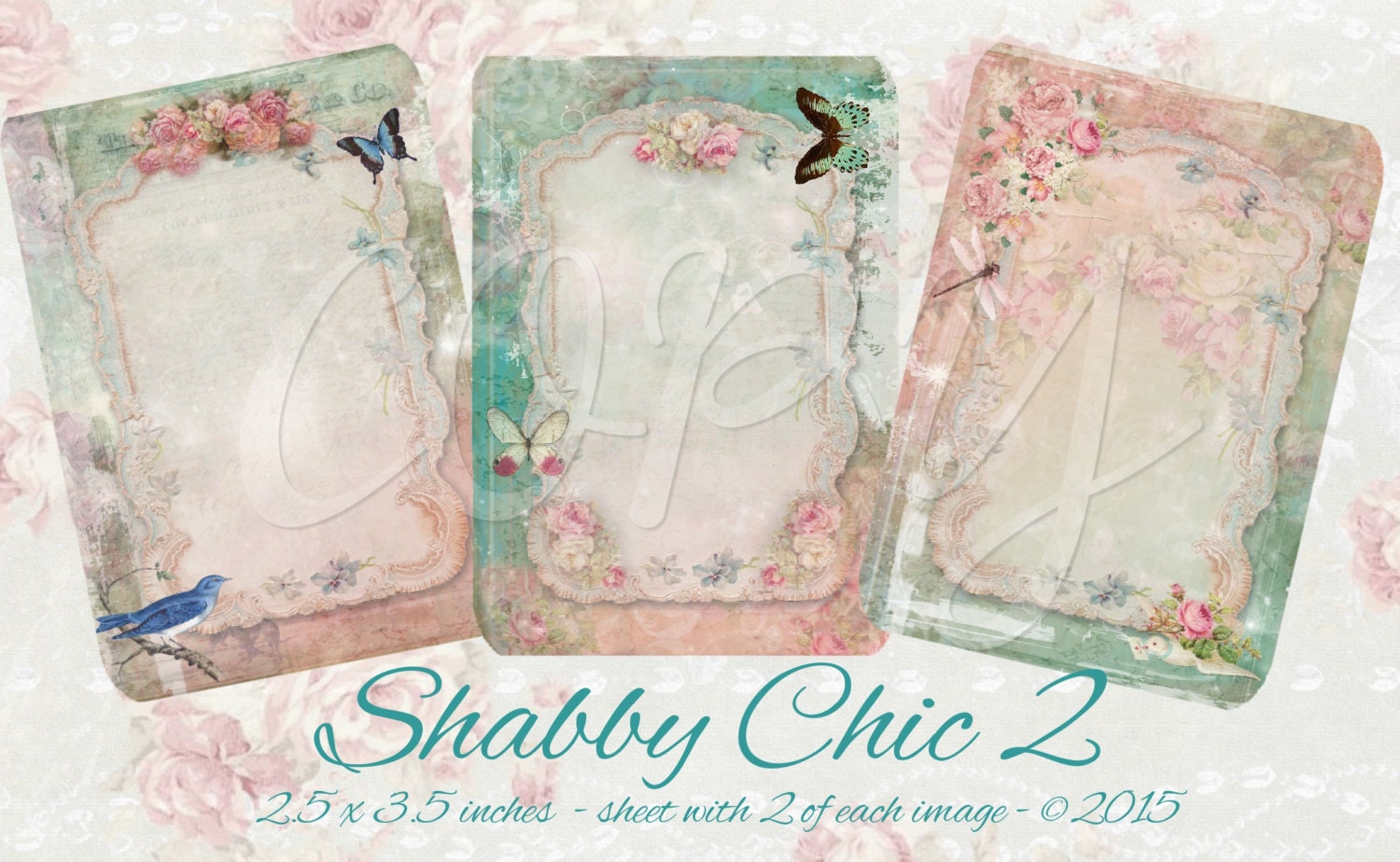 Instant Download Shabby Chic 2 labels or Tags ACEO | Etsy