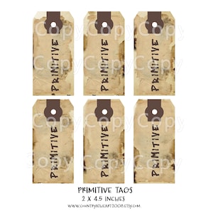 Primitive Tags Digital Download Scrapbook Hang Tags - Etsy